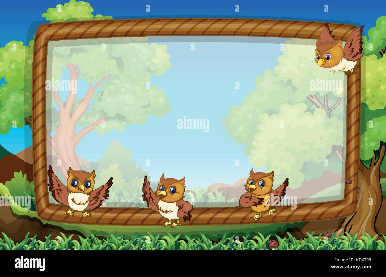 Frame template with owls in background illustration Stock Vector Image ...