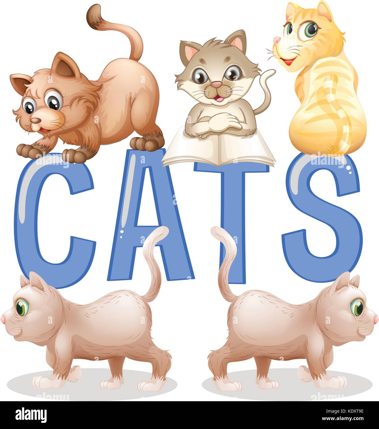 Font design with word cats with many kittens in background illustration ...