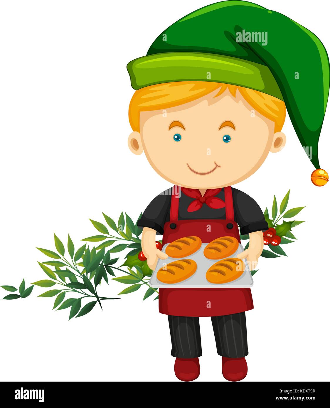 Male baker baking christmas bread illustration Stock Vector Image & Art ...