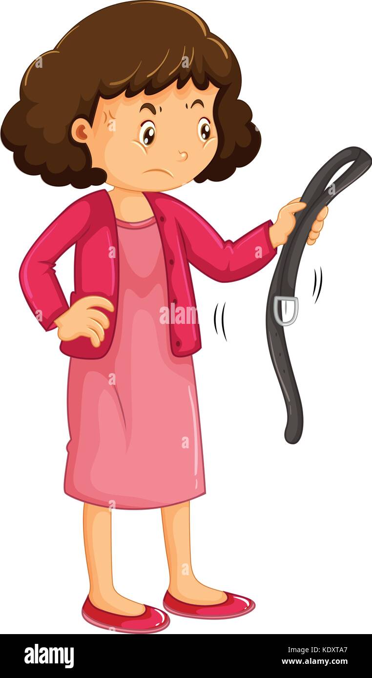 Angry woman holding belt illustration Stock Vector Image & Art - Alamy