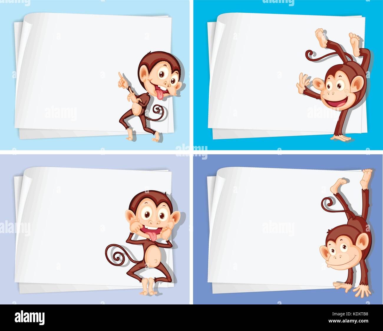 Border template with cute monkeys illustration Stock Vector Image & Art ...