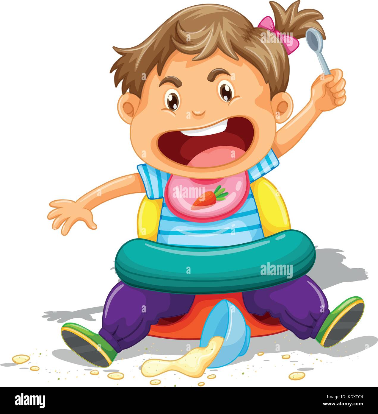 Toddler eating and making mess illustration Stock Vector Image & Art ...