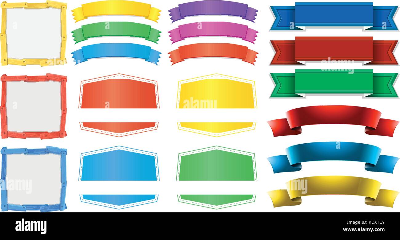 Different designs of banners and frames illustration Stock Vector Image ...