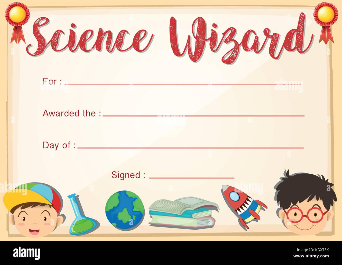 Certificate template for science wizard illustration Stock Vector Image ...