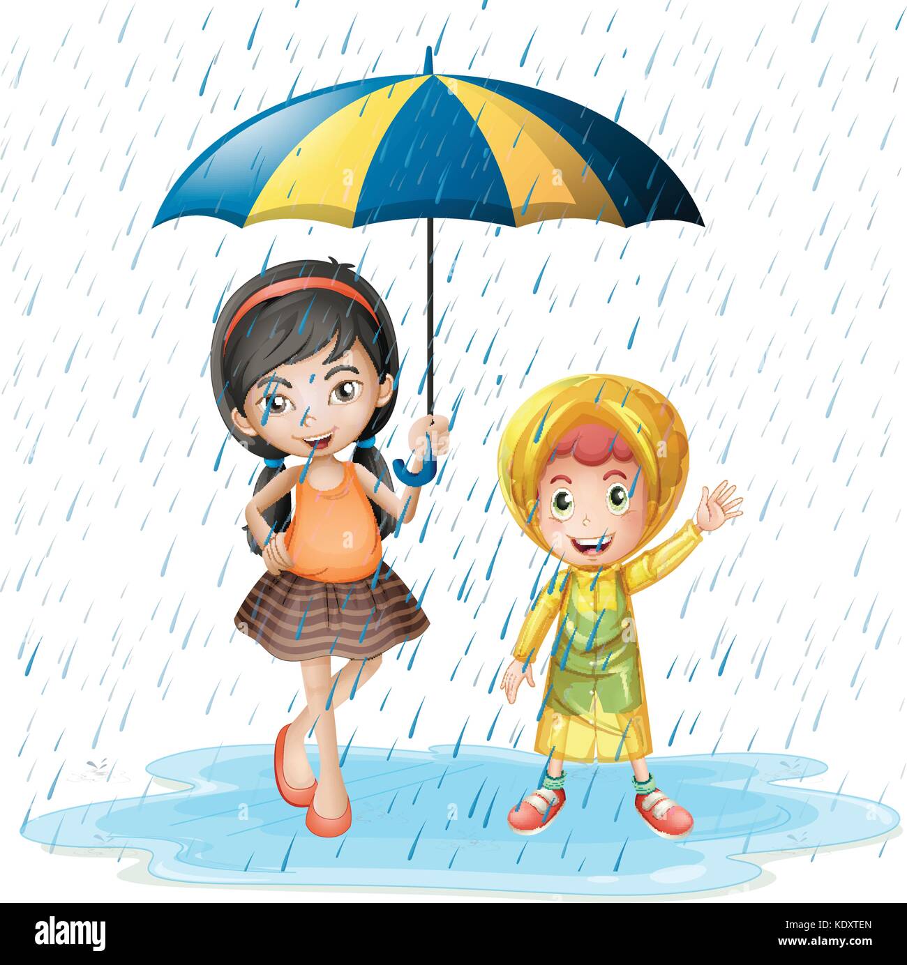 Child in rain water Stock Vector Images - Alamy