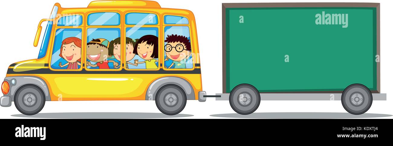 Frame design with kids on bus illustration Stock Vector Image & Art - Alamy