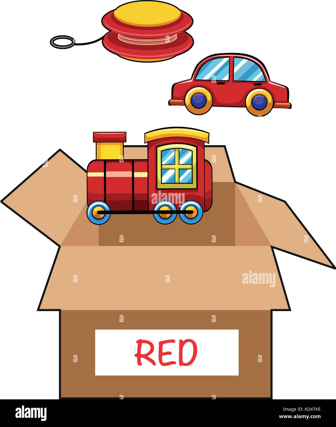 Cardboard box for red toys illustration Stock Vector Image & Art - Alamy