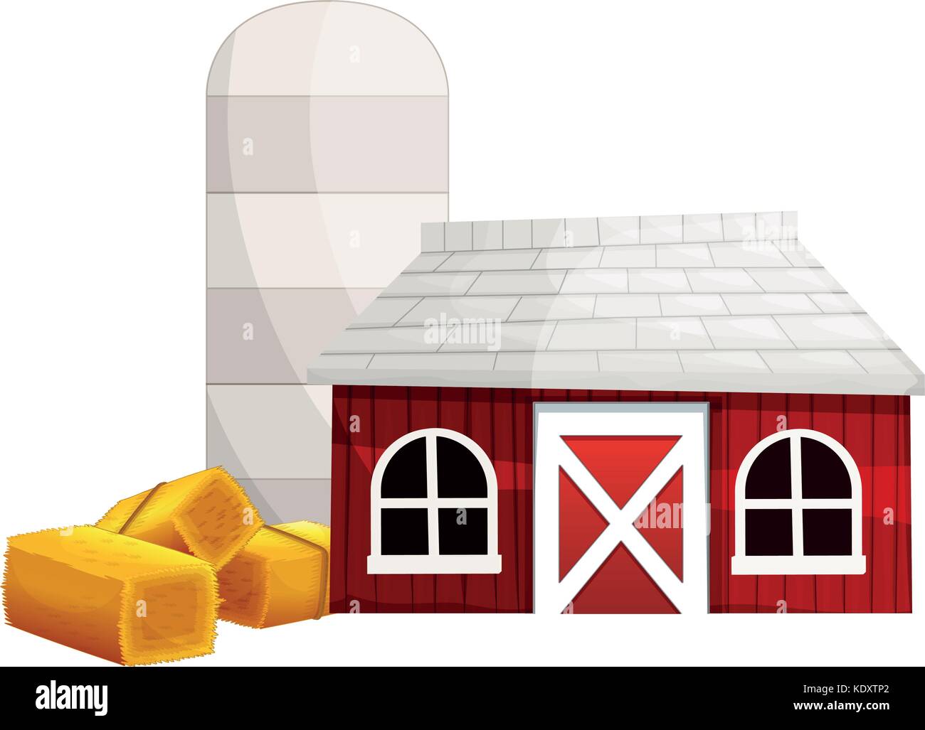 Barn and silo on white background illustration Stock Vector Image & Art ...