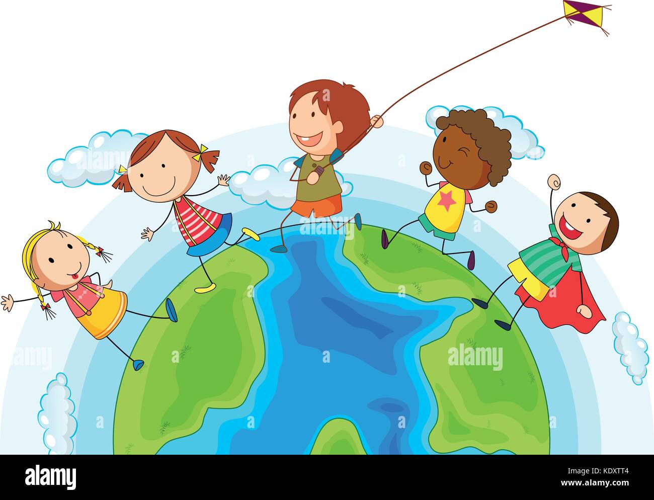 Kids running around the world illustration Stock Vector Image & Art - Alamy