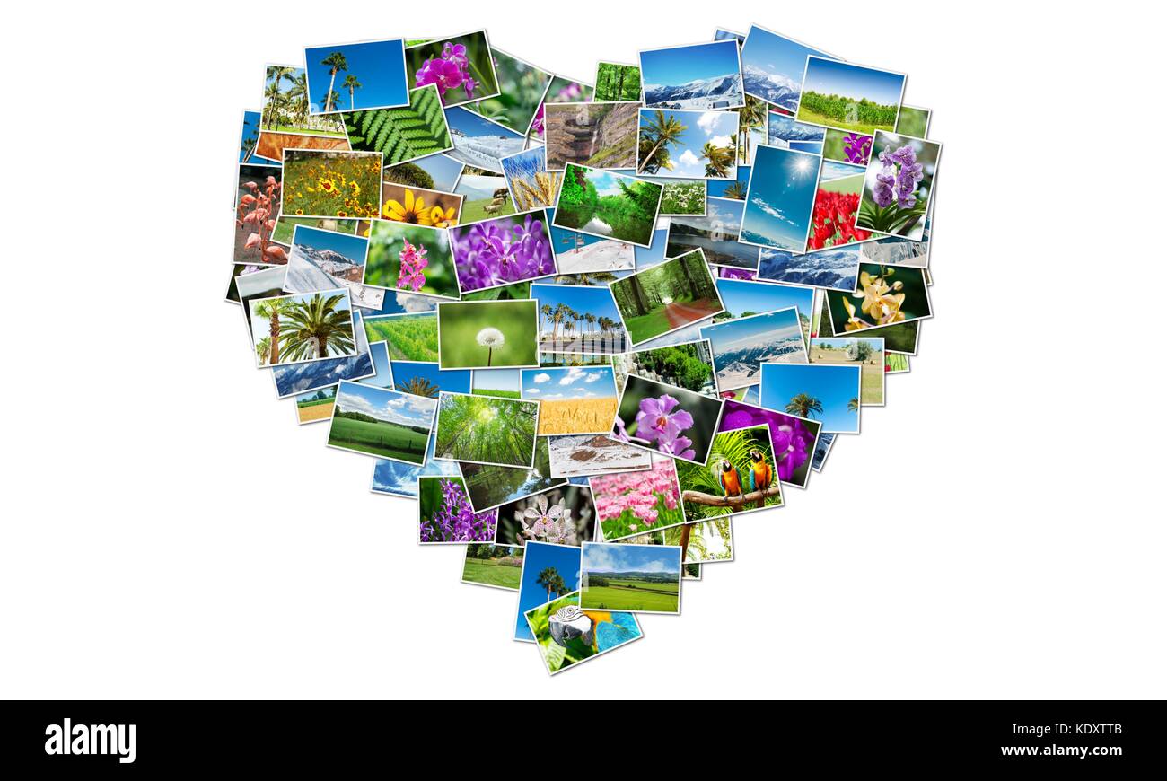 Heart shape made of nature photos Stock Photo - Alamy