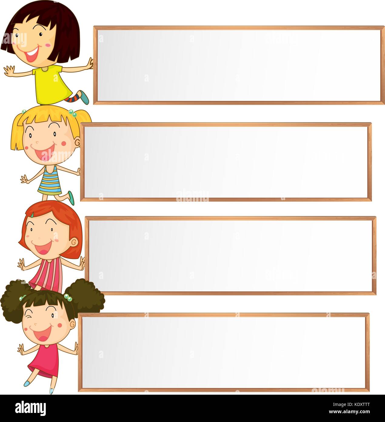 Banner design with four kids illustration Stock Vector Image & Art - Alamy