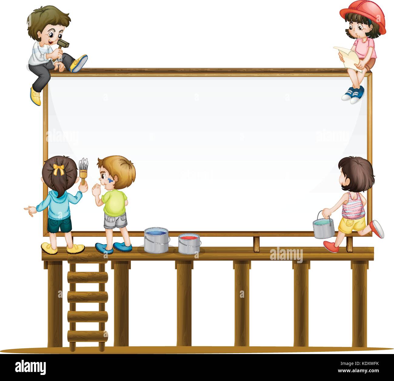 Many children painting the board illustration Stock Vector Image & Art ...