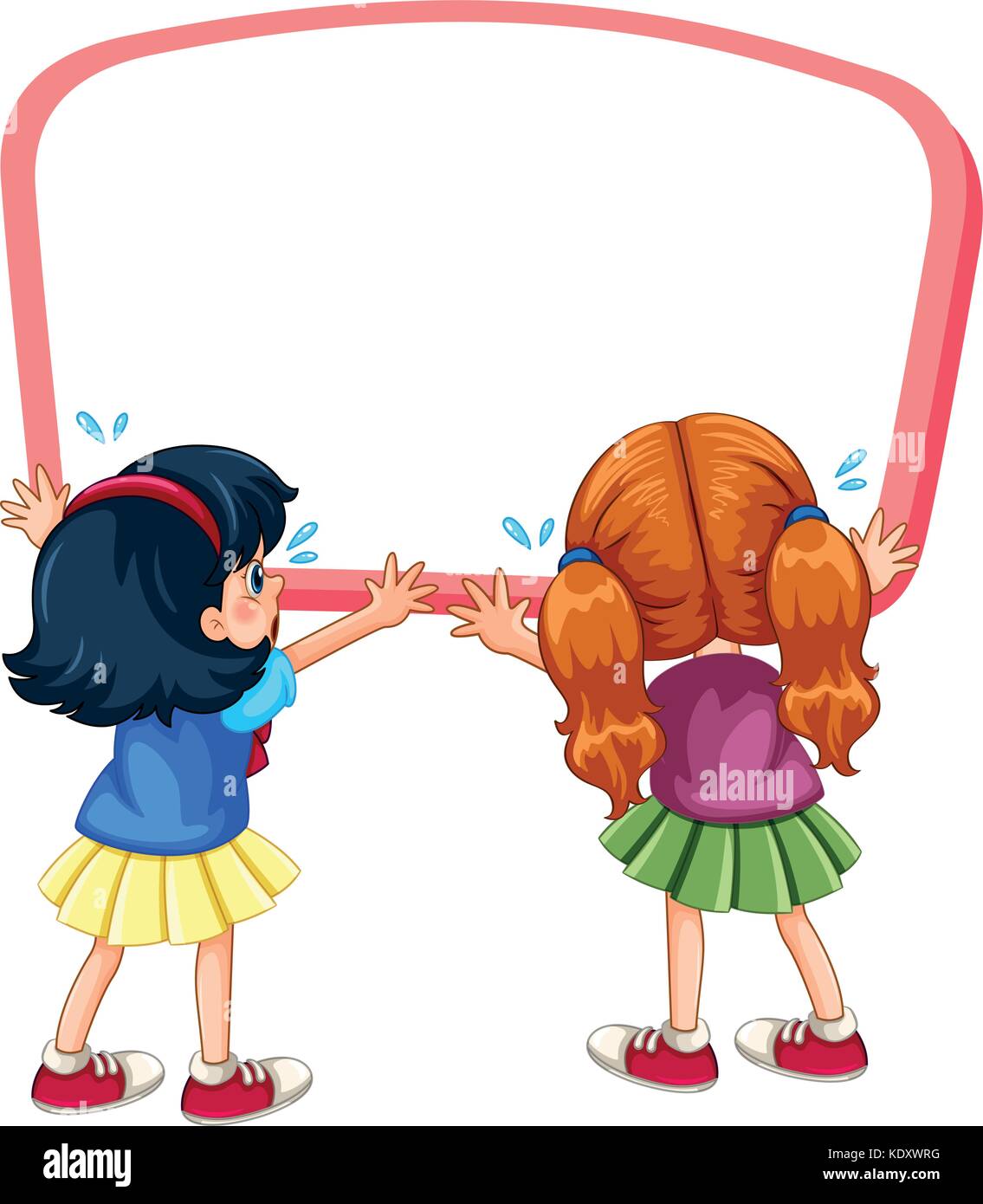 Board template with two girls crying illustration Stock Vector Image ...