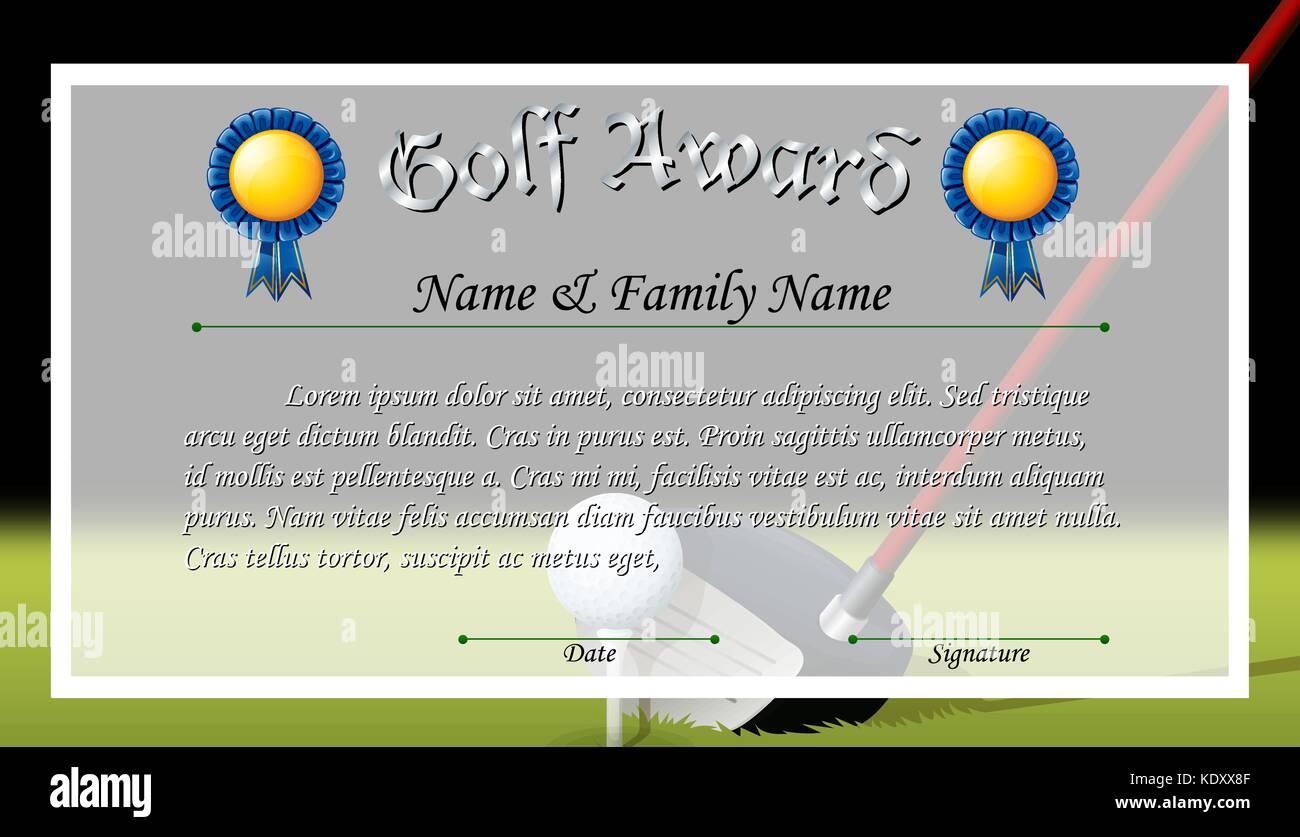 Certificate award for golf award illustration Stock Vector Image & Art ...