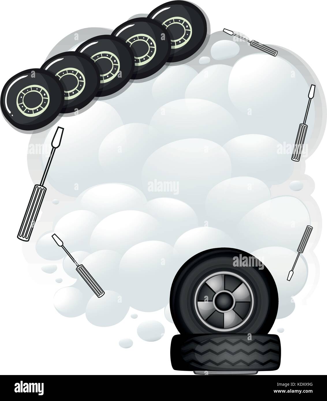 Background template with smoke and tyres illustration Stock Vector ...