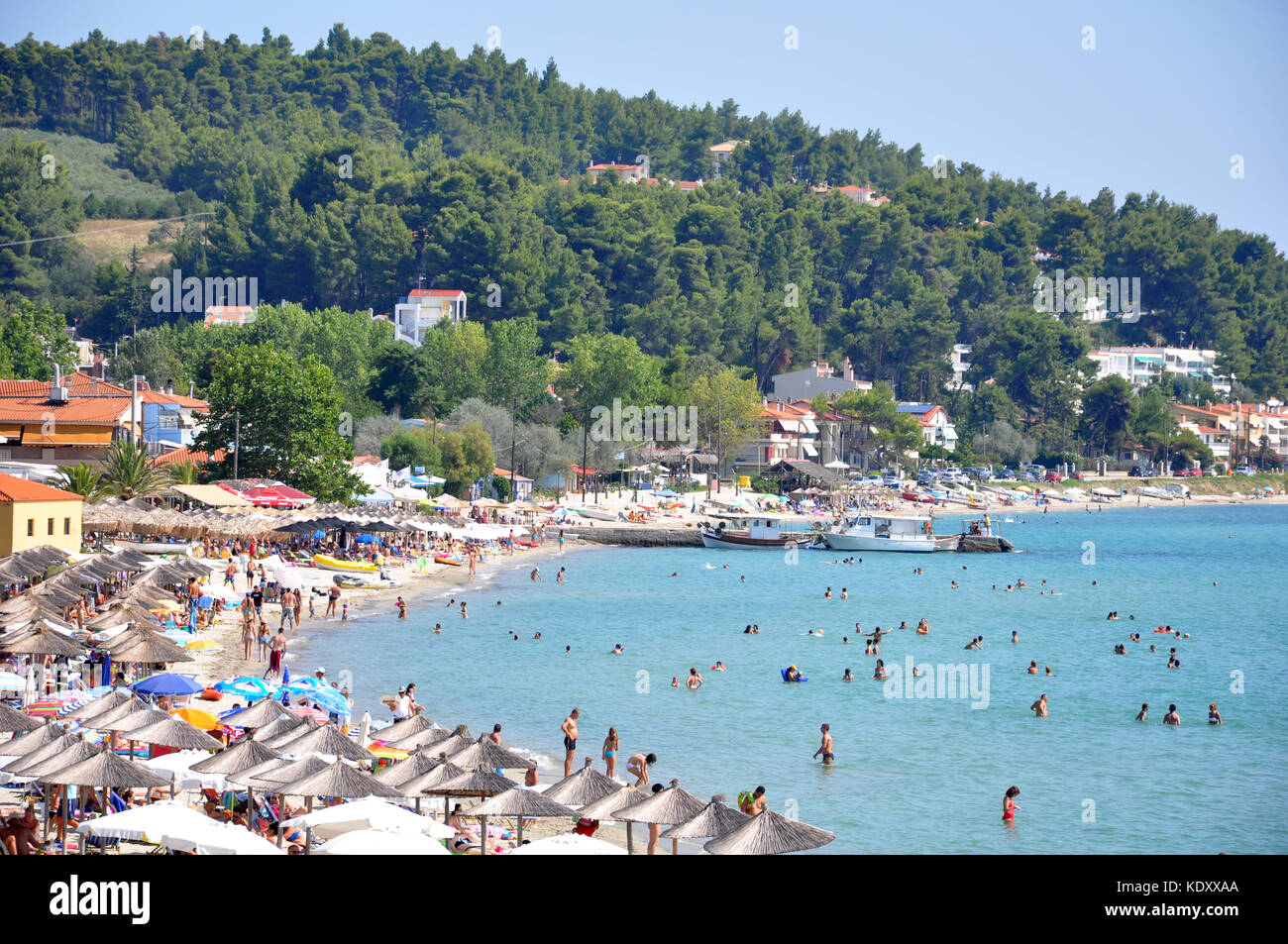 Beach of village Siviri in peninsula Kassandra Halkidiki Greece Stock ...