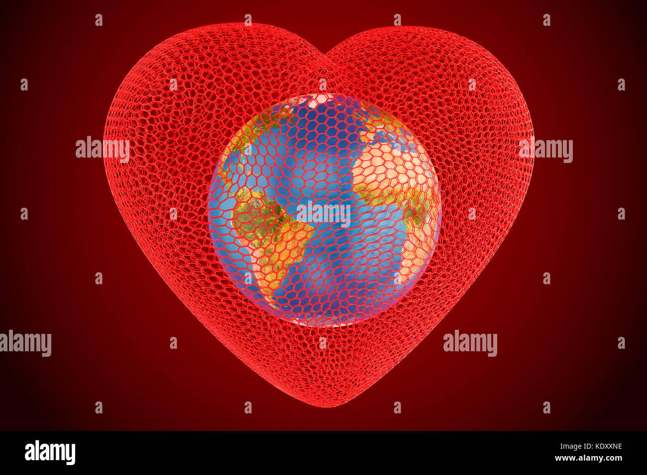 Heart world globe concept 3d hi-res stock photography and images - Alamy