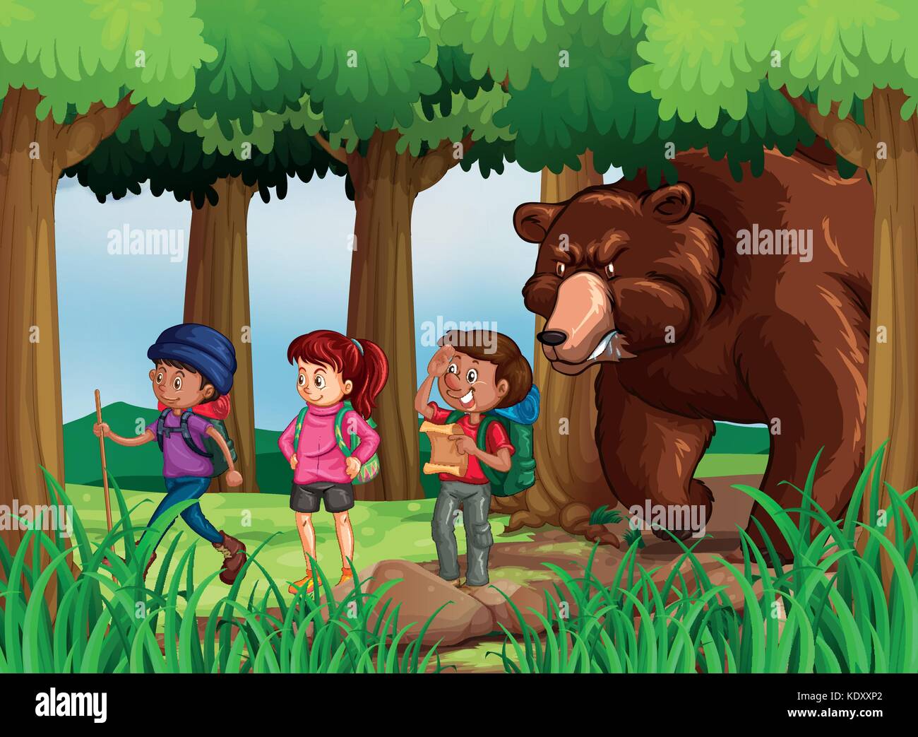 Hiker man in forest Stock Vector Images - Alamy