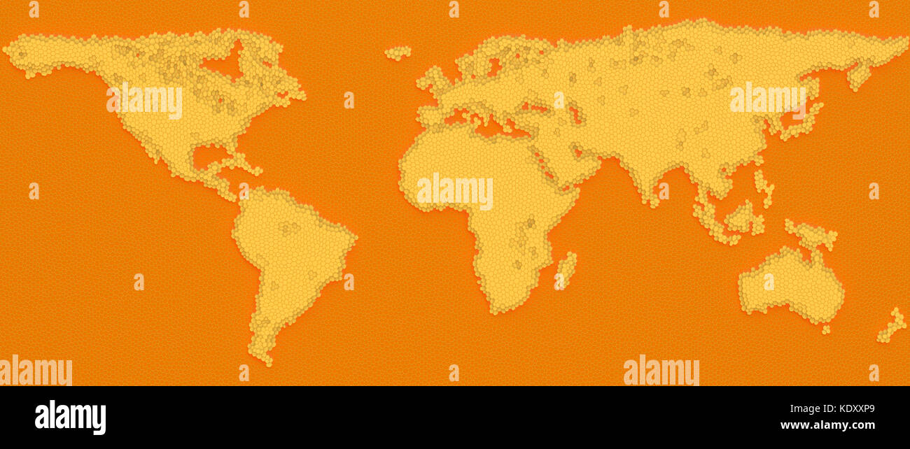 Map of Earth from honeycomb, 3D rendering Stock Photo - Alamy