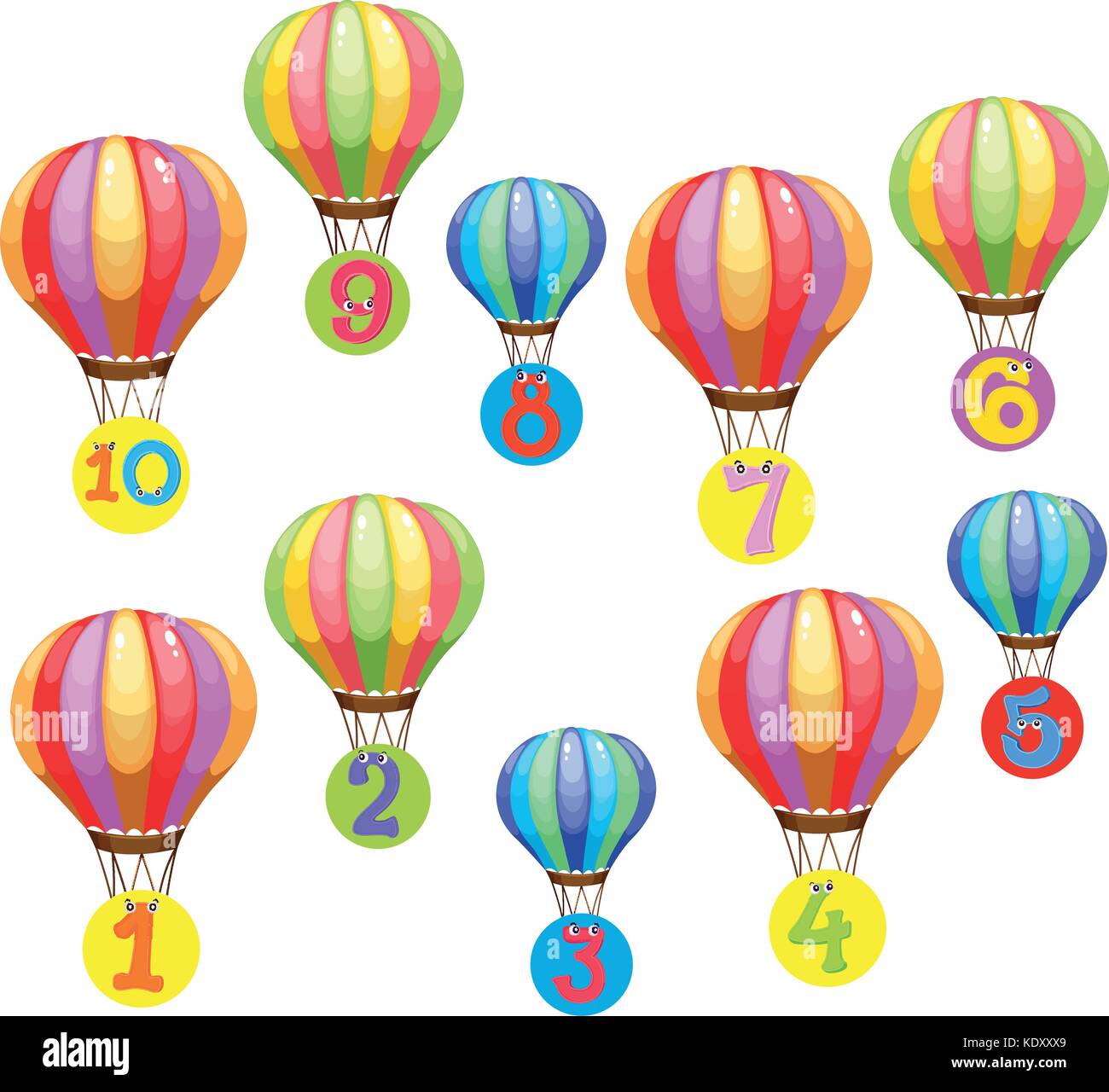 Counting numbers on colorful balloons illustration Stock Vector Image ...