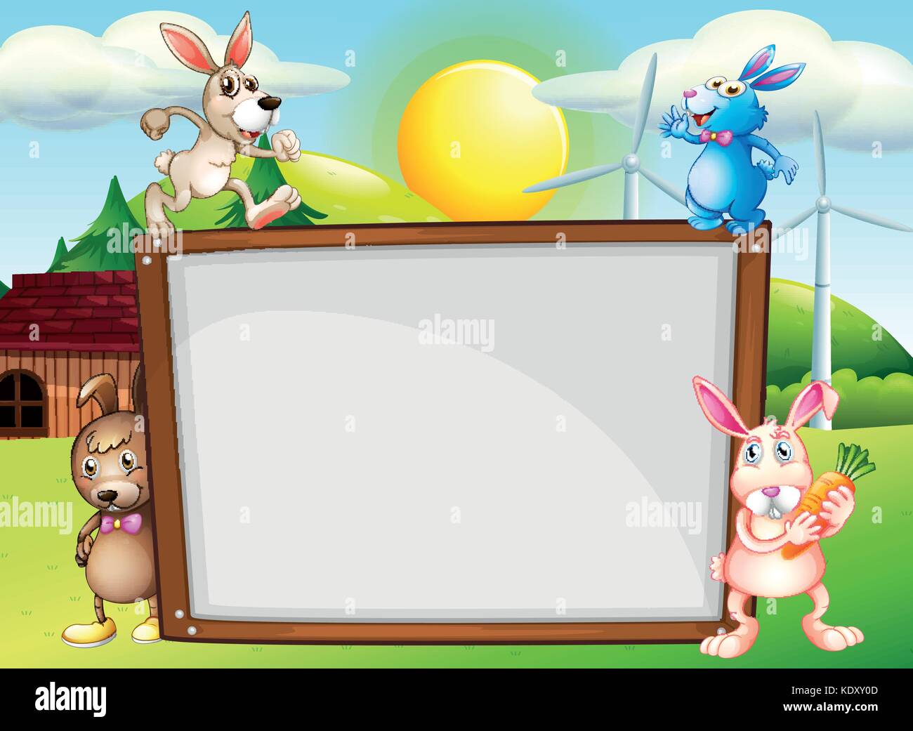 Paper template with rabbits in background illustration Stock Vector ...