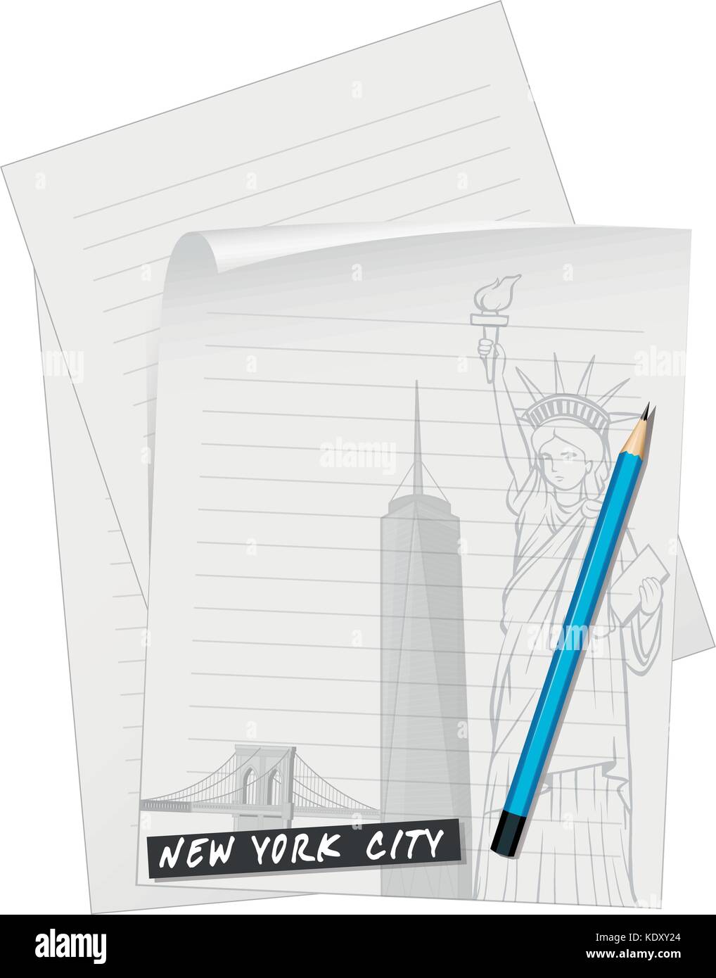 Line paper with blue pencil illustration Stock Vector Image & Art - Alamy