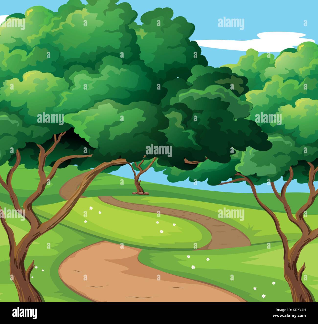 Park scene with trail and trees illustration Stock Vector Image & Art ...