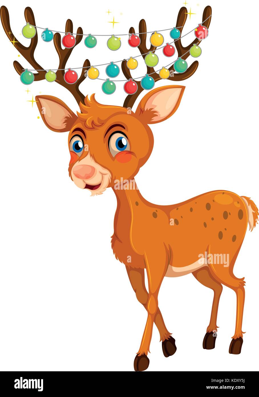 Christmas theme with reindeer and lights illustration Stock Vector ...