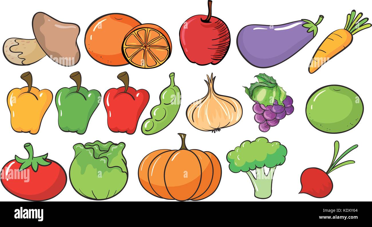 Different types fruit Stock Vector Images - Alamy