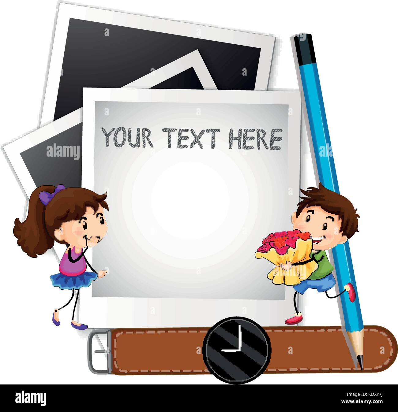 Frame template with boy and girl illustration Stock Vector Image & Art ...