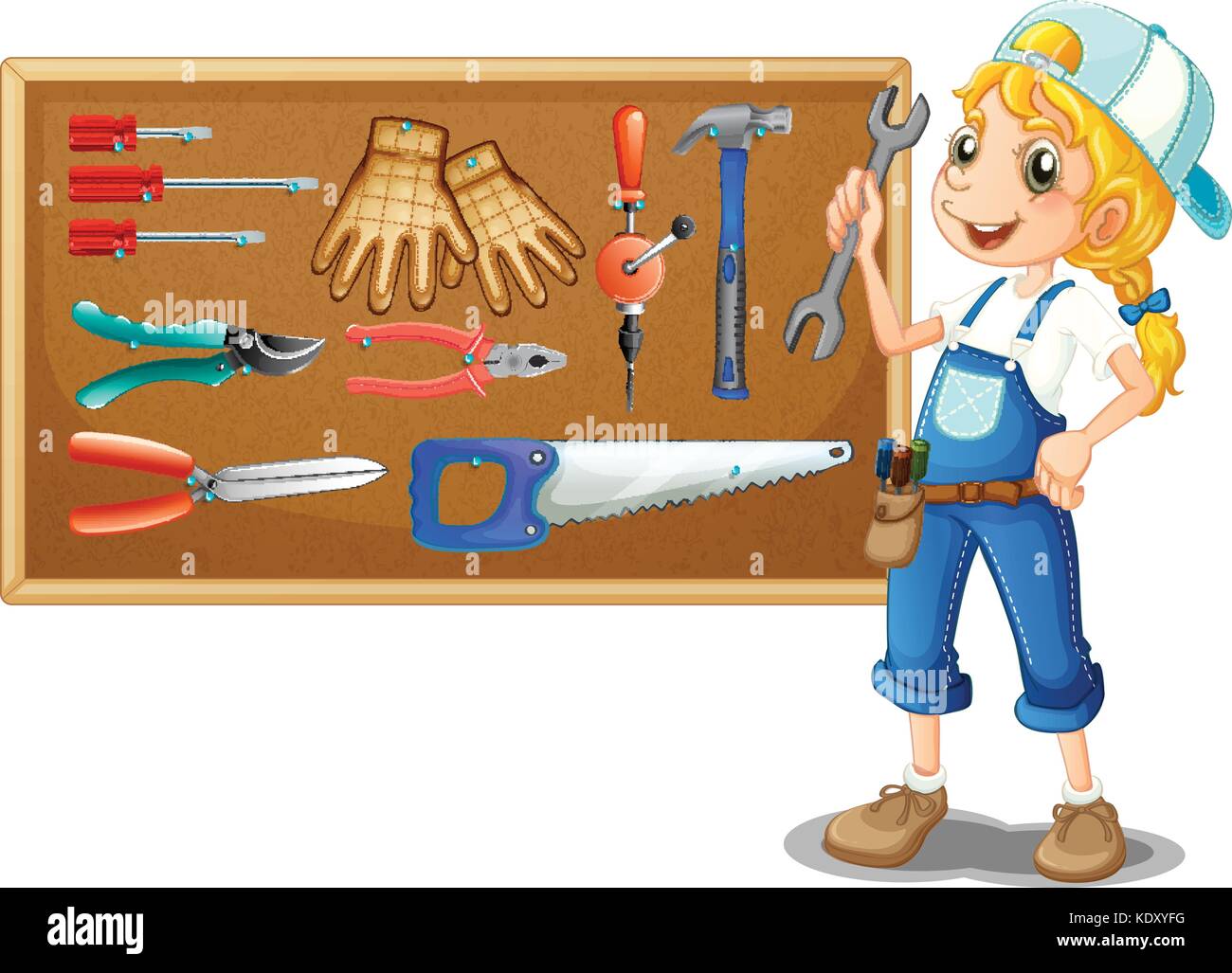 Female technician with many tools illustration Stock Vector Image & Art ...