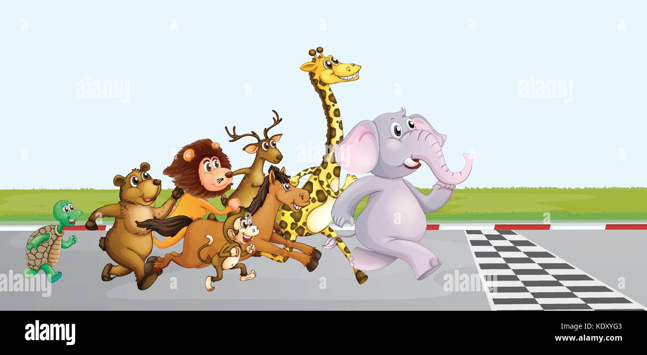 Wild animals running on the road illustration Stock Vector Image & Art ...