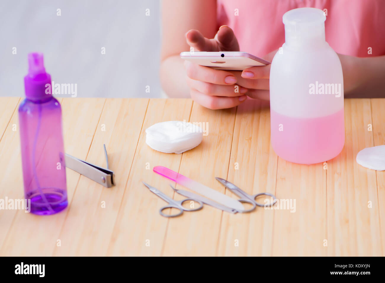 Beauty products nail care tools pedicure closeup Stock Photo - Alamy