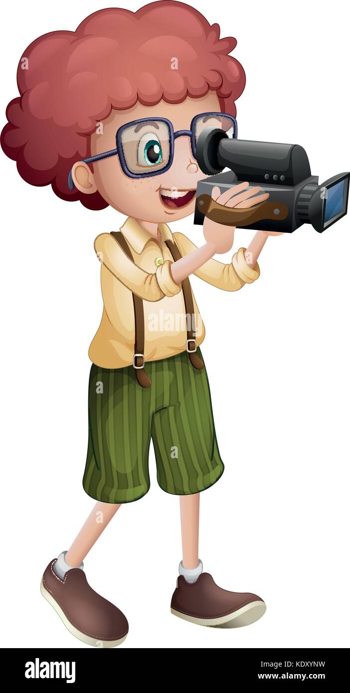 Boy filming with vdo camera illustration Stock Vector Image & Art - Alamy