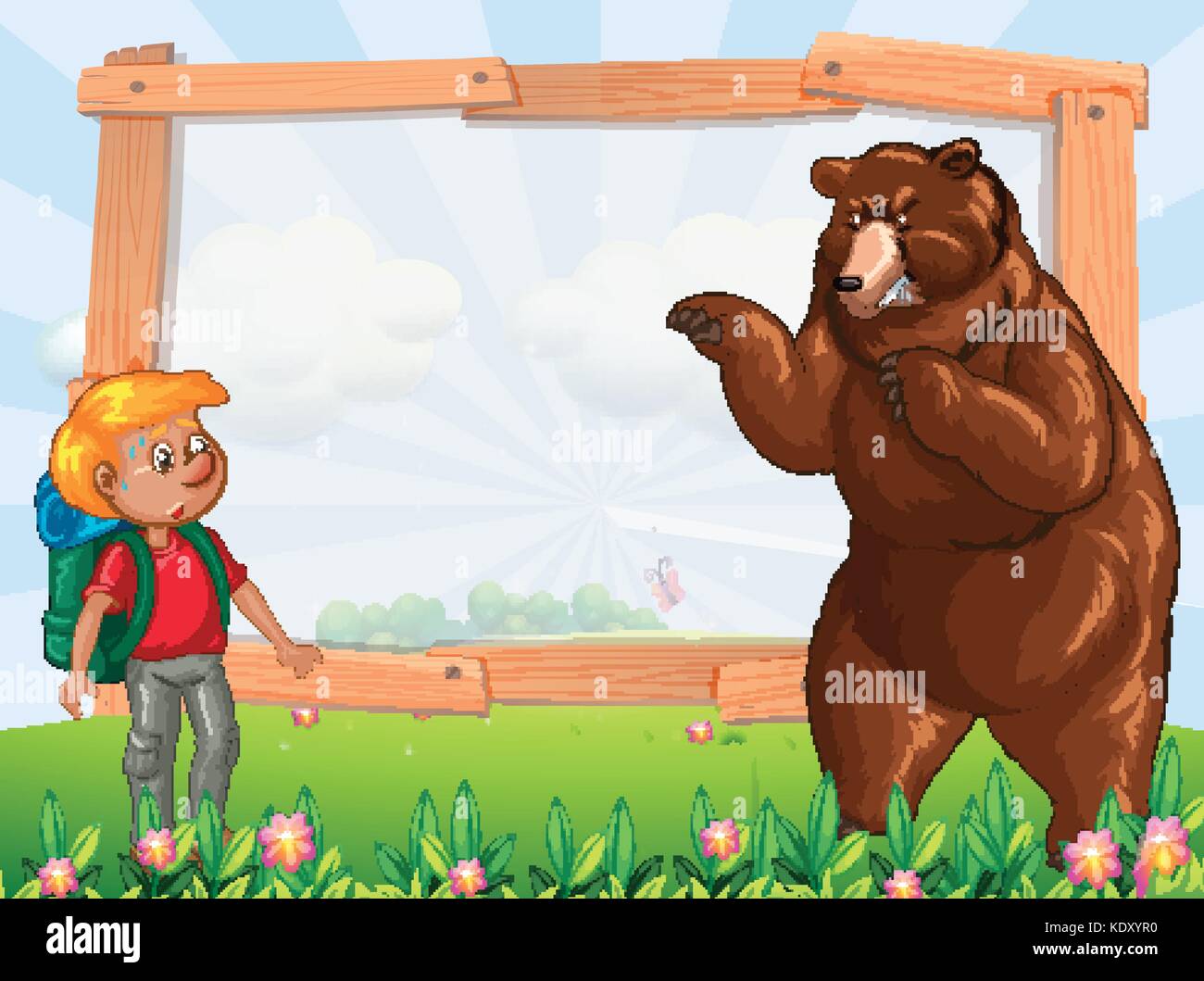 Frame template with hiker and bear illustration Stock Vector Image ...