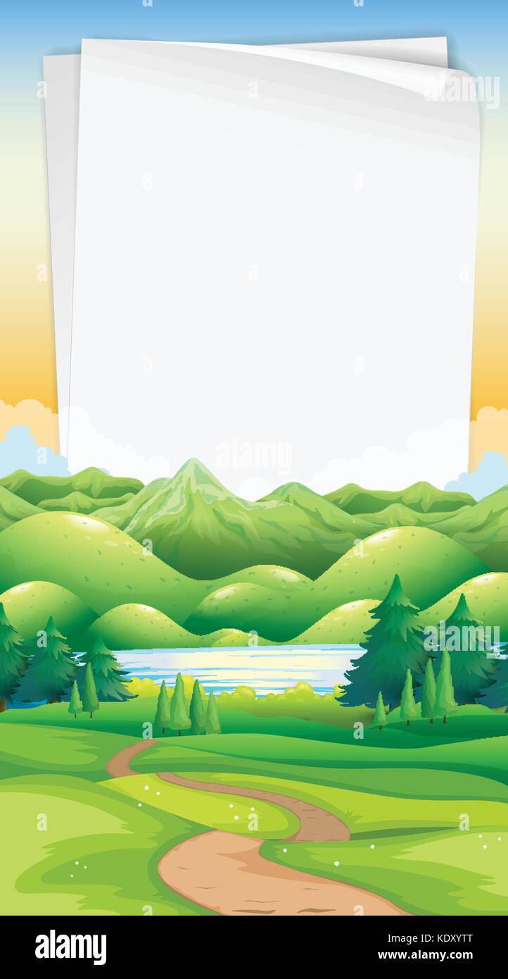 paper template with park background illustration Stock Vector Image ...