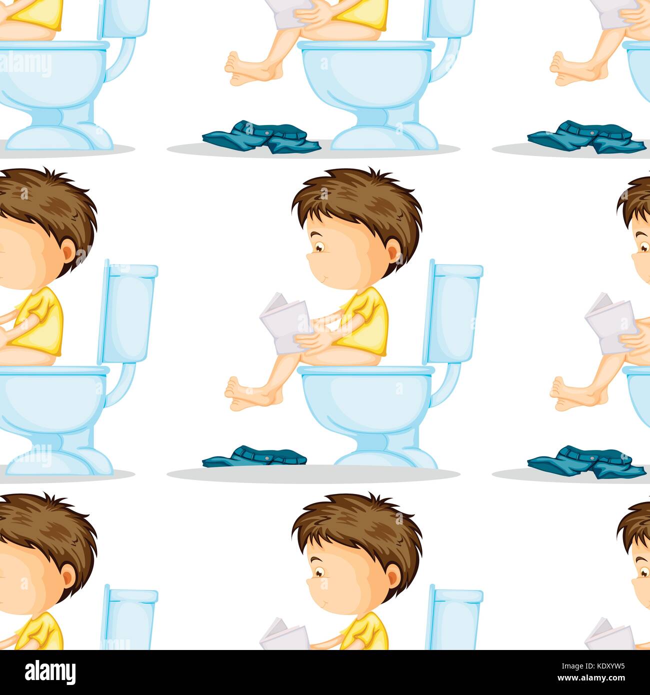 Seamless background design with boy using toilet illustration Stock ...