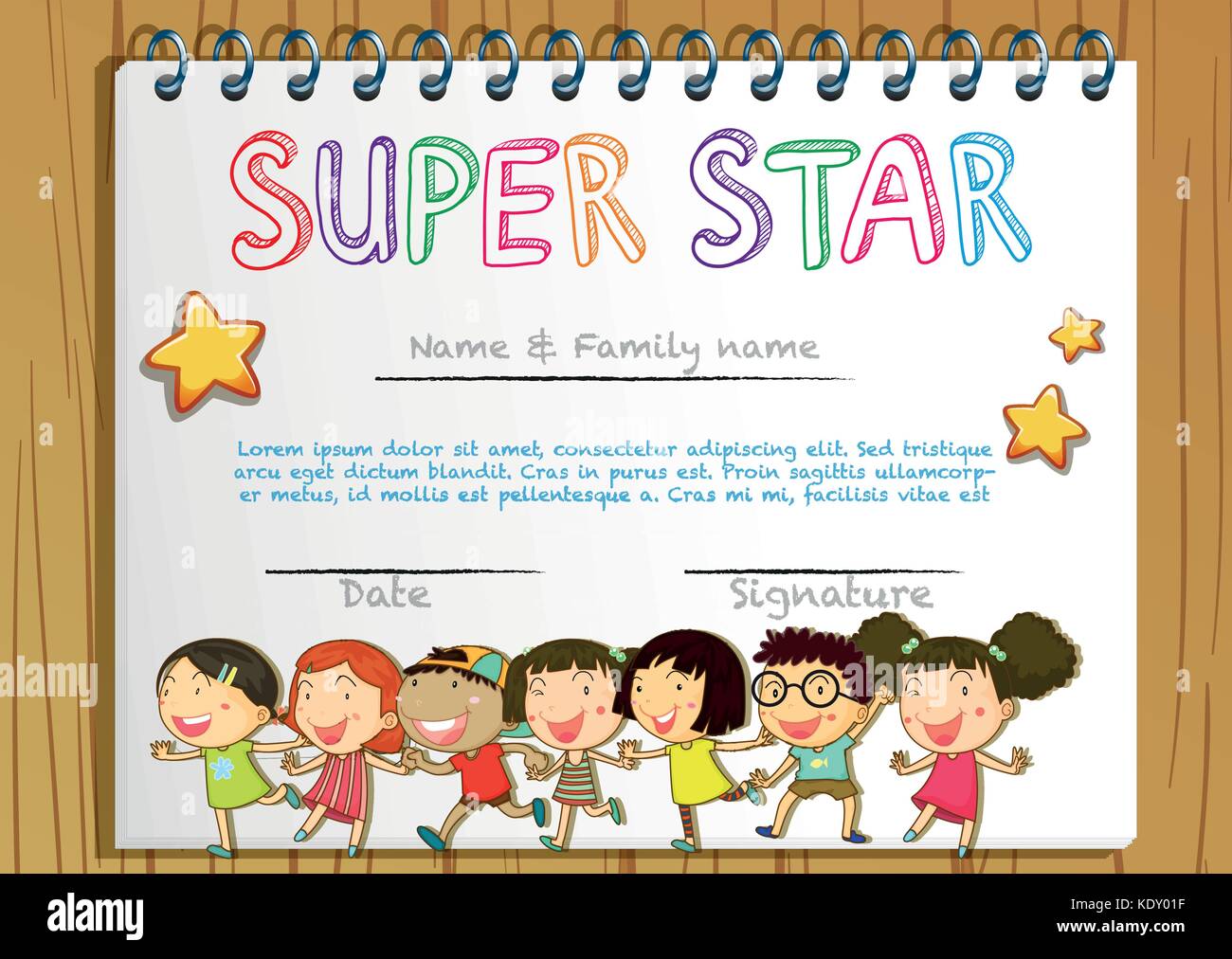 Super star award template with children in background illustration ...