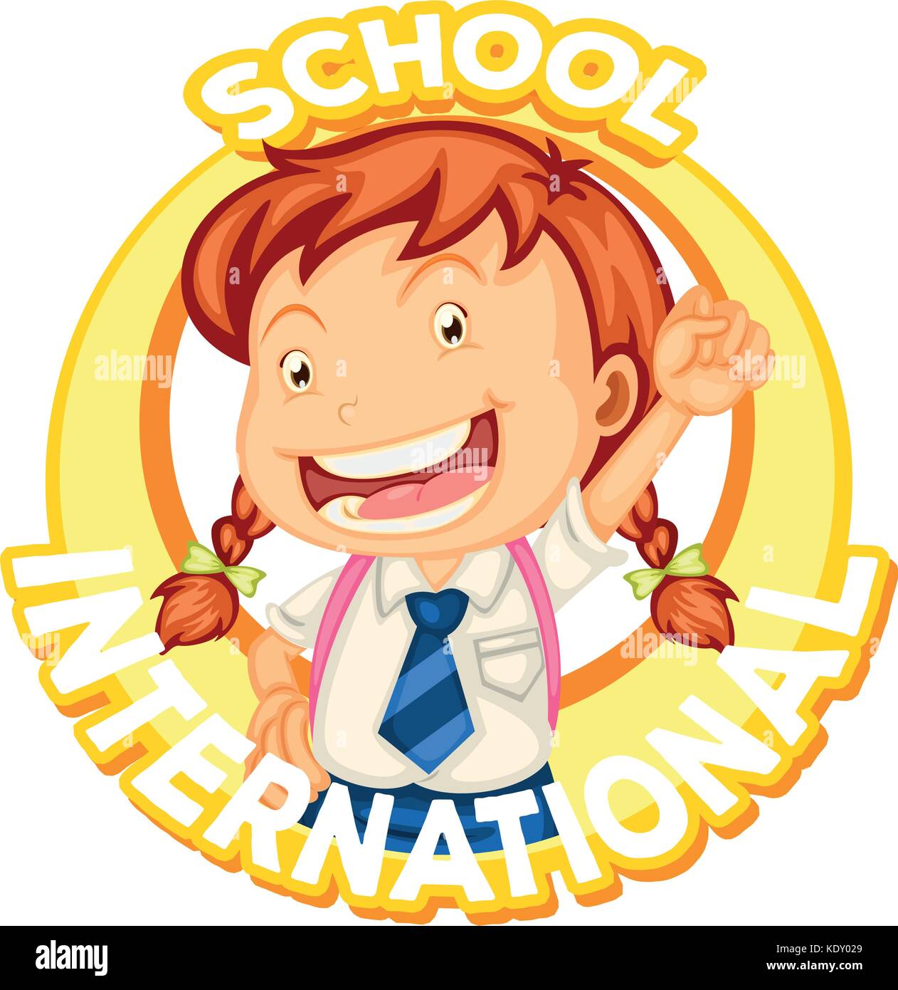 International school logo with girl student illustration Stock Vector ...