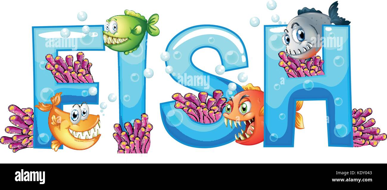 Font design for word fish illustration Stock Vector Image & Art - Alamy