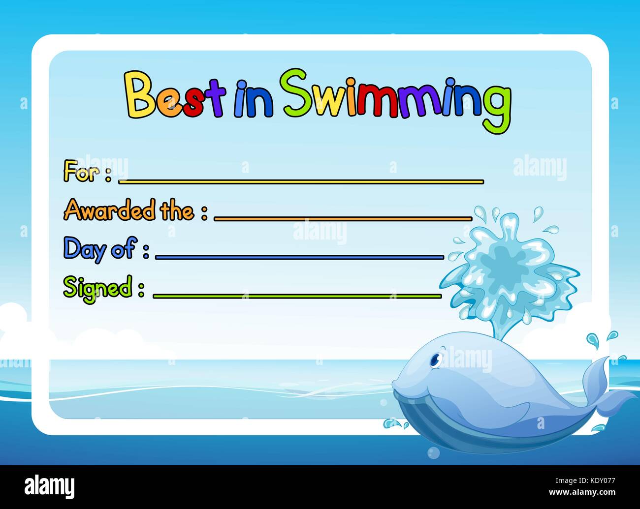 Swimming Award Certificate Template