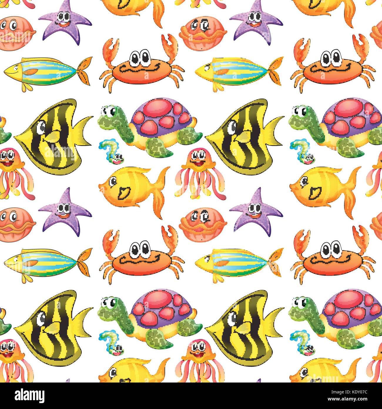 Seamless background with colorful fish illustration Stock Vector Image ...