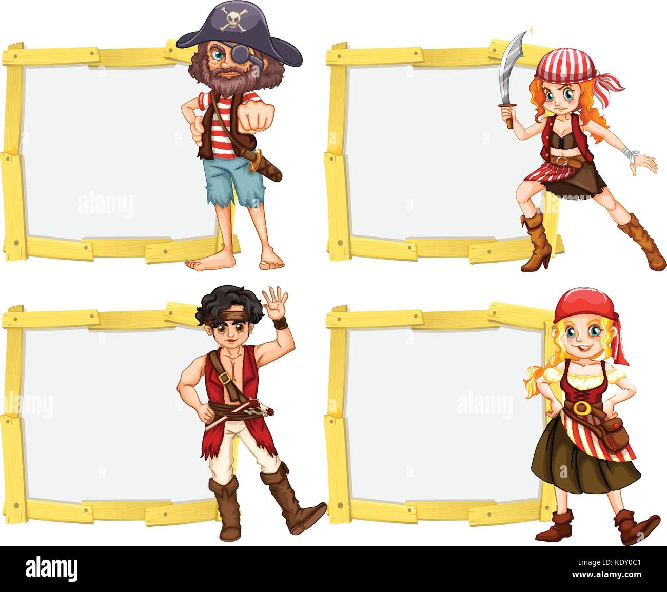 Border template with pirate crew illustration Stock Vector Image & Art ...