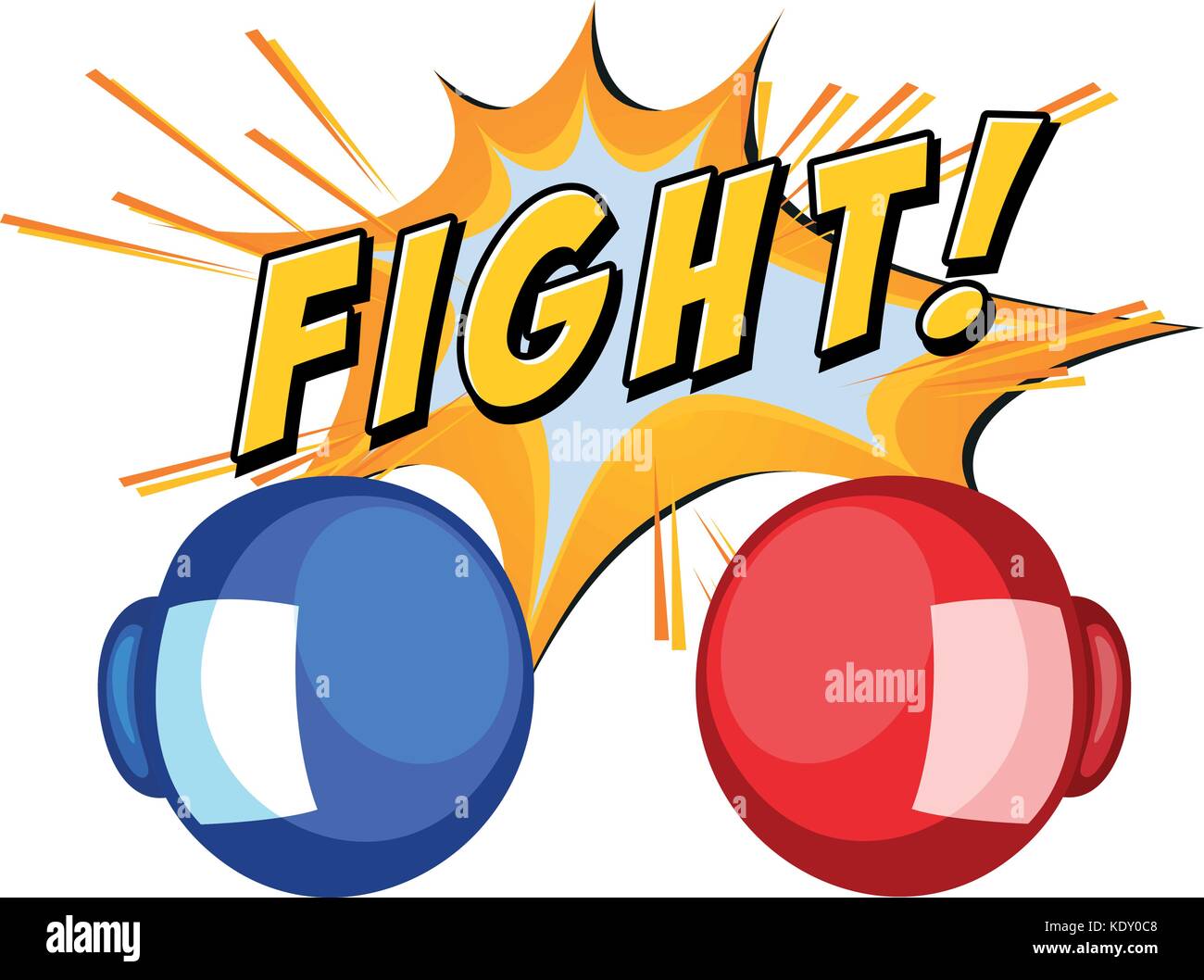 Boxing gloves and word fight on white background illustration Stock ...