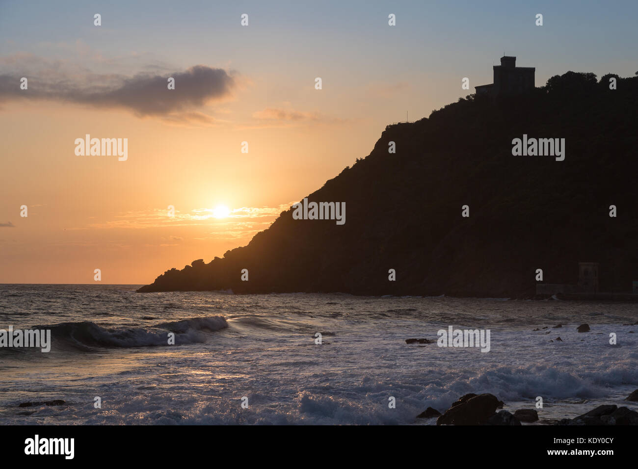 Rough and Choppy Sea, Waves, Rocks at Sunset Stock Photo - Alamy