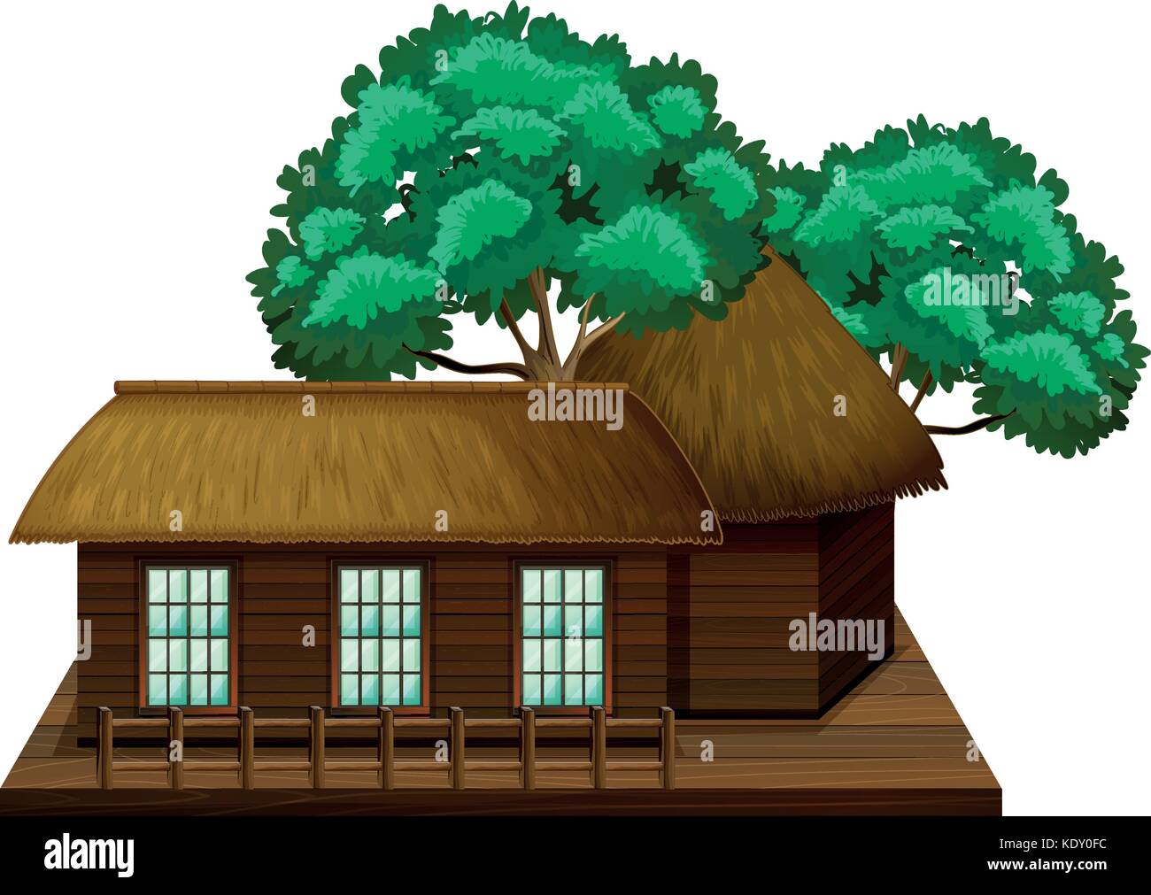wooden hut with trees illustration Stock Vector Image & Art - Alamy