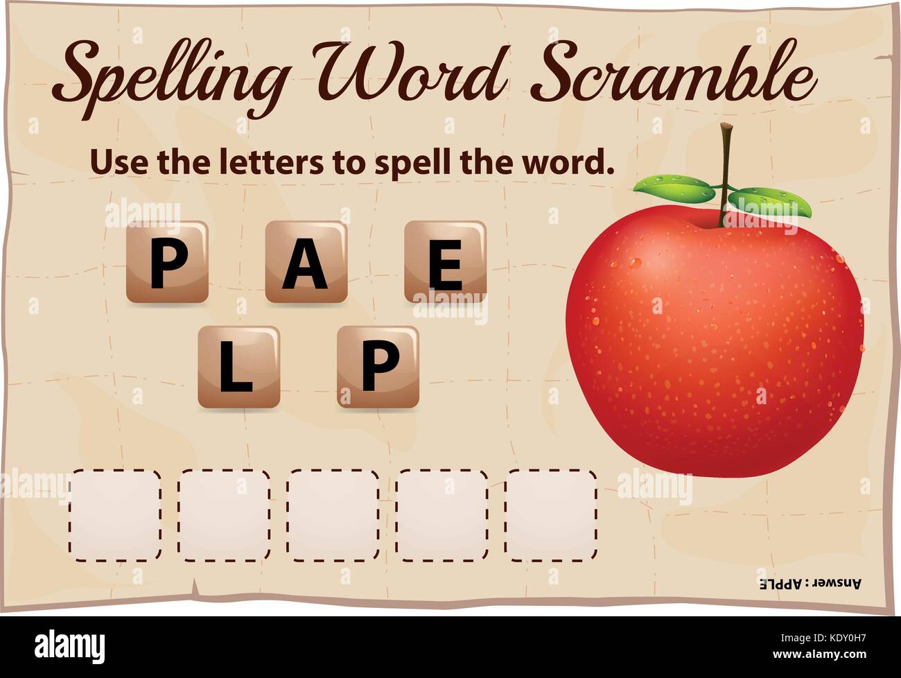 Spelling word scramble game with word apple illustration Stock Vector ...