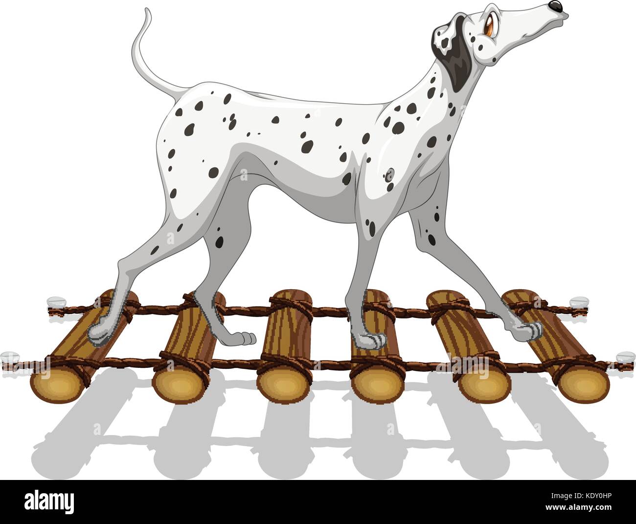 Dalmatian dog crossing the bridge illustration Stock Vector Image & Art ...