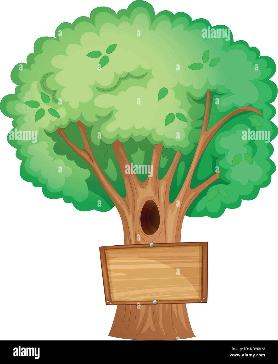 Wooden sign on the tree illustration Stock Vector Image & Art - Alamy