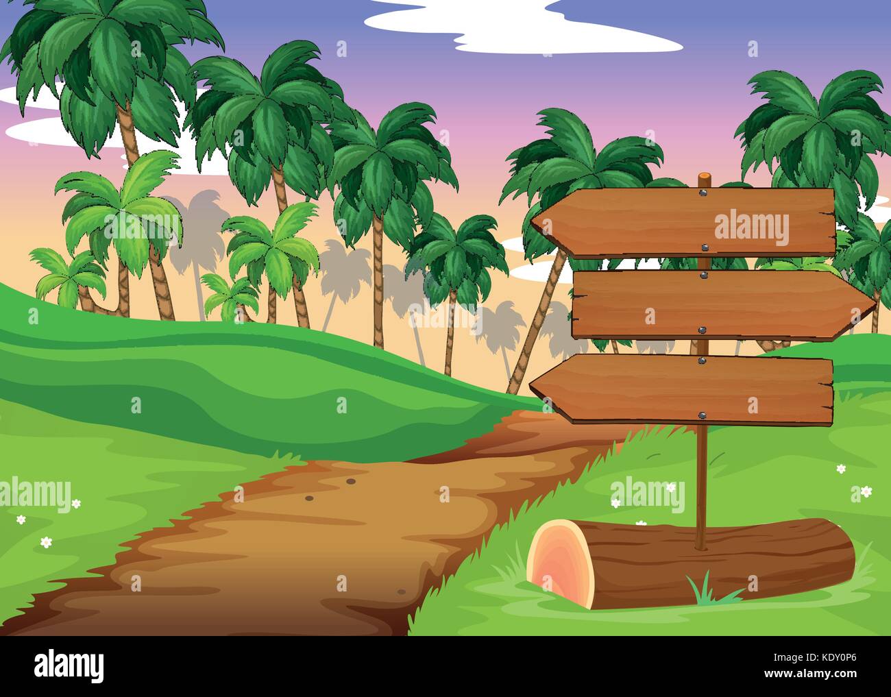 Scene with wooden signs in the field illustration Stock Vector Image ...